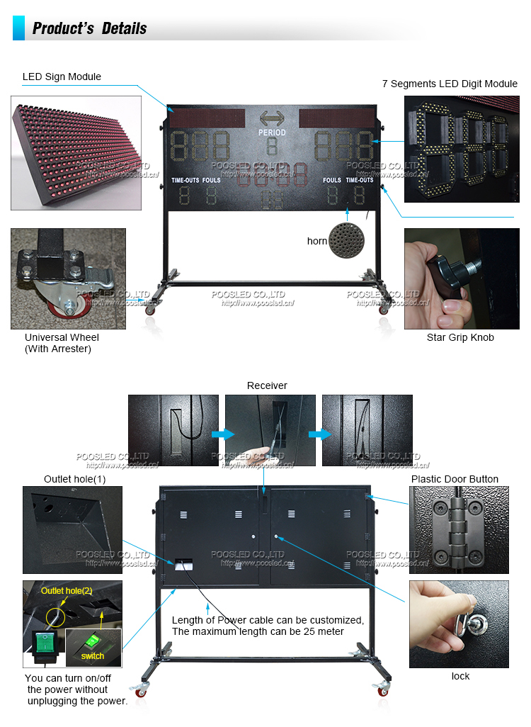 12 Years Manufacturer Basketball LED Sports Scoreboard for Professional ...